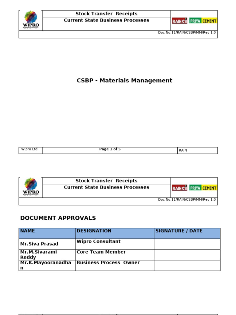 1 RCOL MM CSBP Stock Transfer Reciepts 11 V1.0 | PDF | Receipt