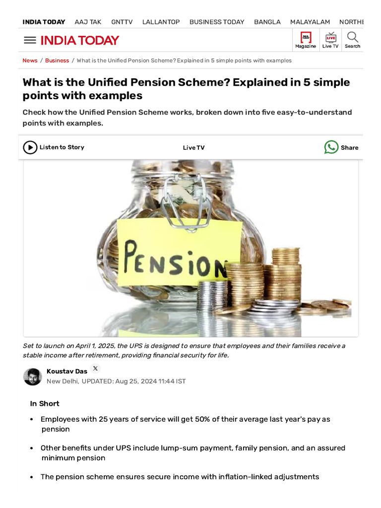 Unified Pension Scheme Explained Simply | PDF | Cost Of Living | Pension