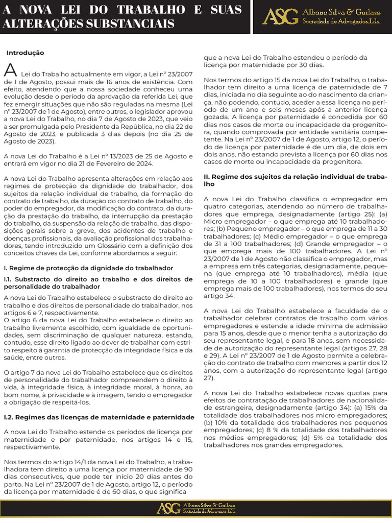 A Nova Lei Do Trabalho e Suas Alterações Substanciais | PDF | Lei ...