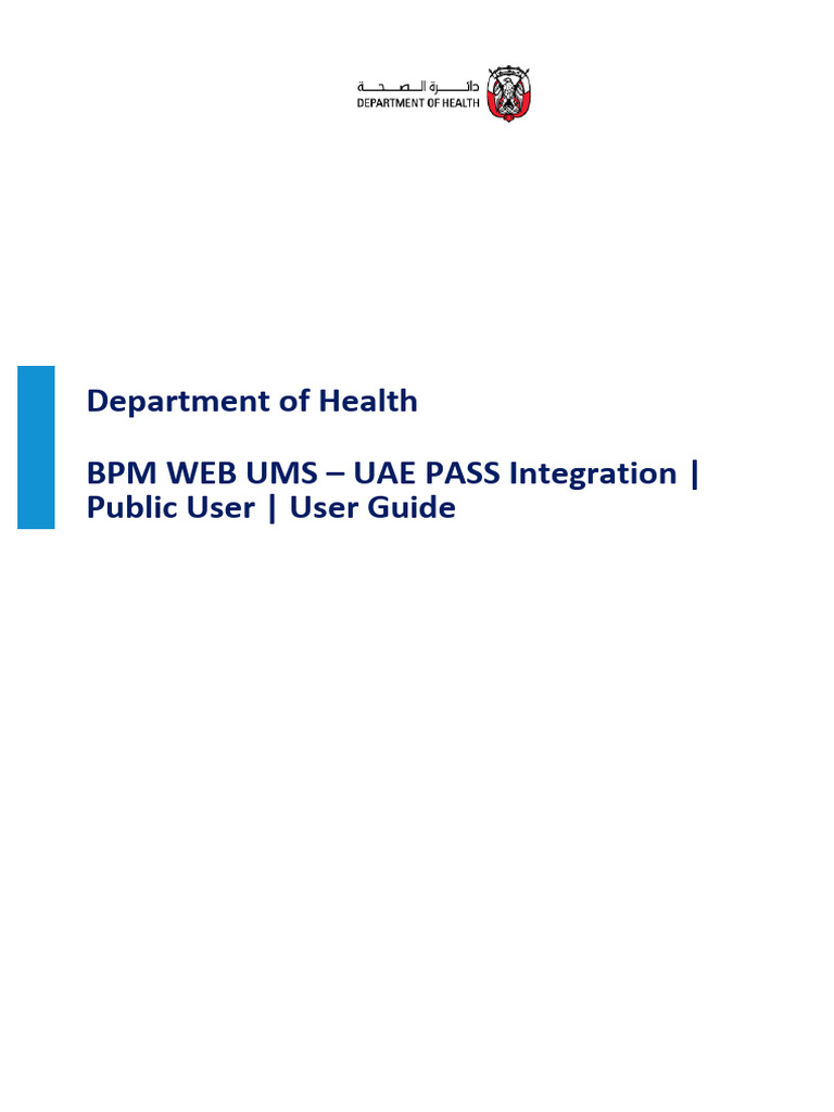 DOH - User Guide-Public Users - BPM WEB UMS-UAE Pass Integration | PDF | Login | User (Computing)