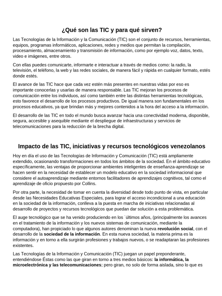 Trabajo de Tics | PDF | Tecnología de información y comunicaciones | Sociedad