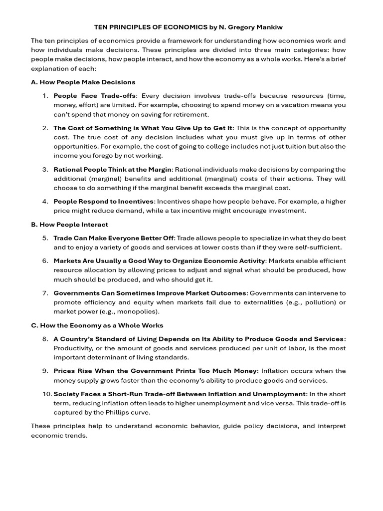 TEN PRINCIPLES OF ECONOMICS | PDF | Economics | Market (Economics)