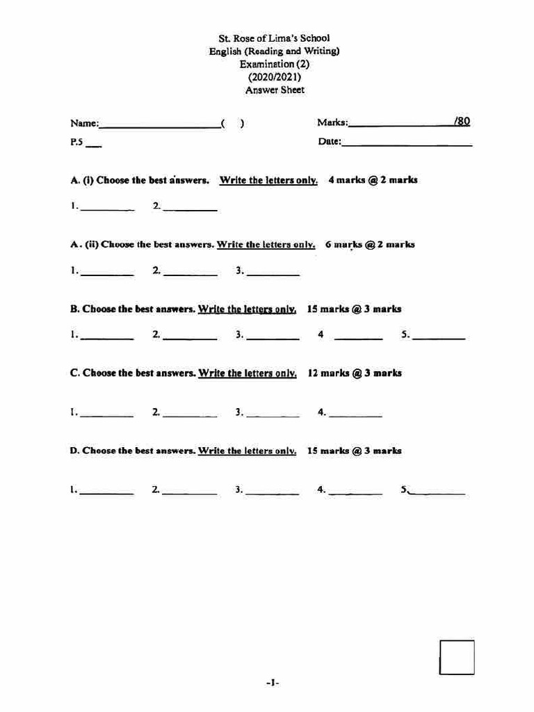 P5 English Mock Exam | PDF