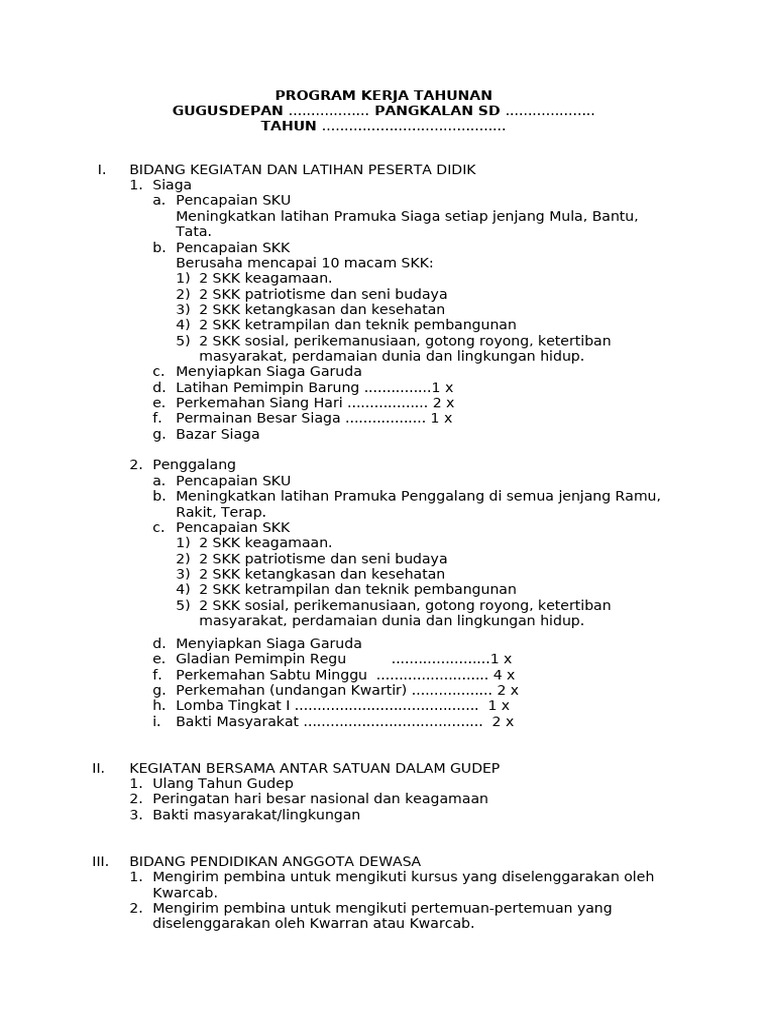 Program Kerja Gudep | PDF | Karier & Perkembangan | Sains & Matematika