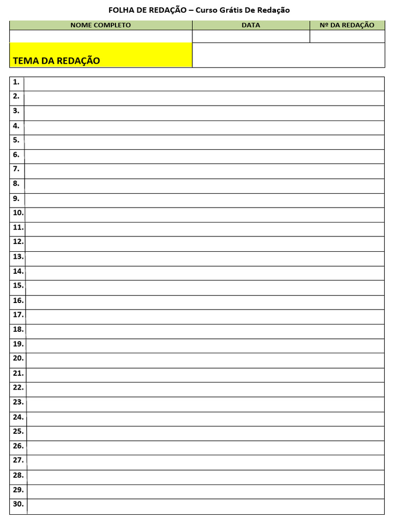 Folha de Redação Em Branco | PDF
