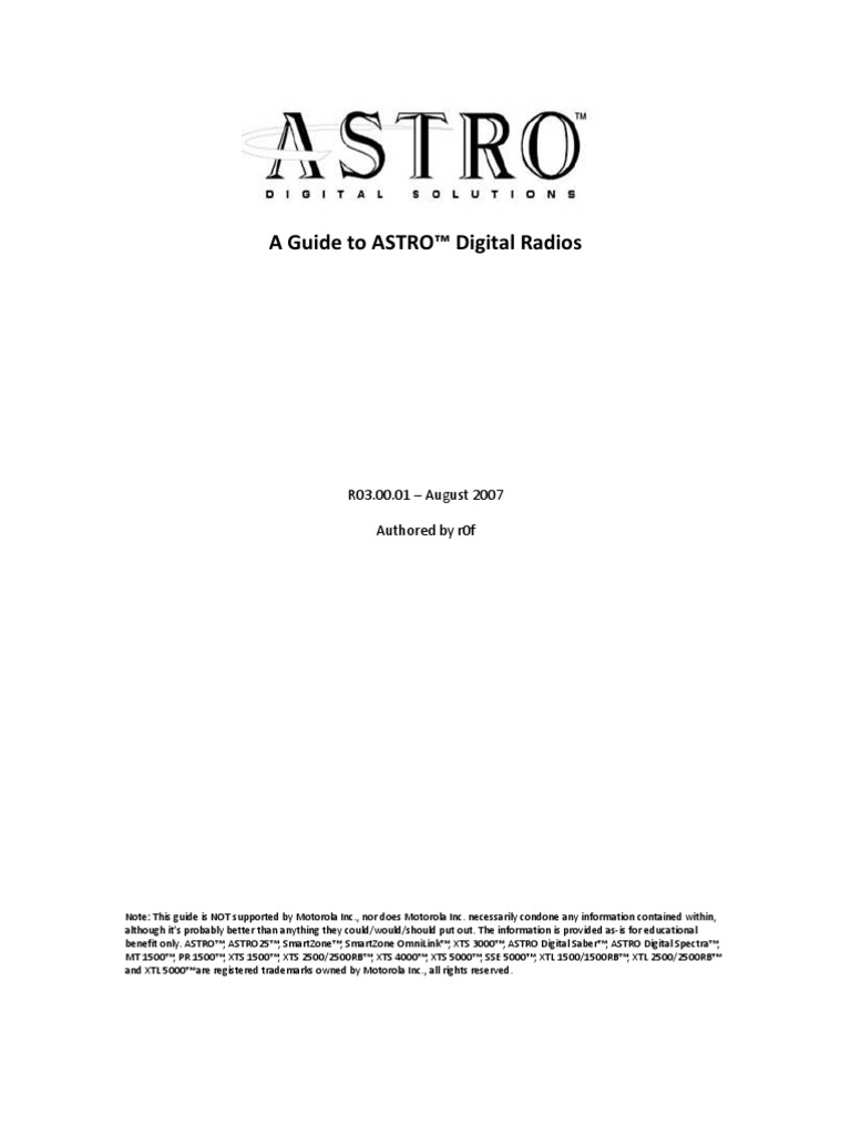 Guide To ASTRO Digital Radios R03.00.01 | PDF | Digital Signal ...
