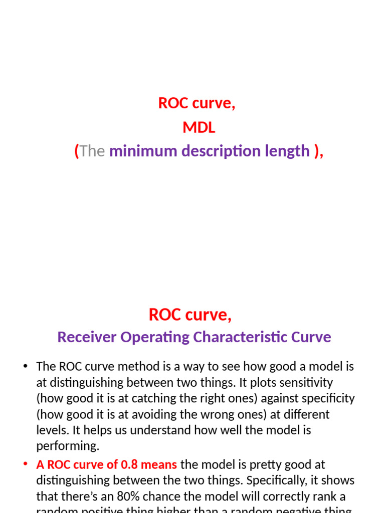 Understanding ROC Curve and MDL | PDF | Computers