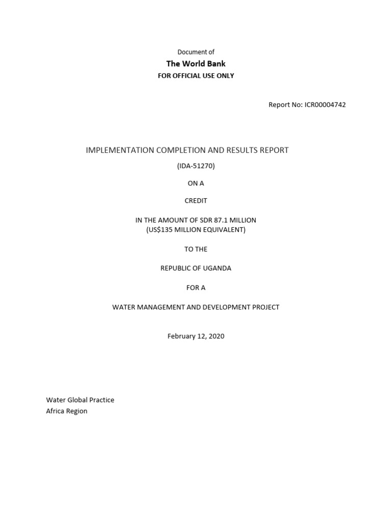 Uganda Water Management And Development Project Pdf Wash Water