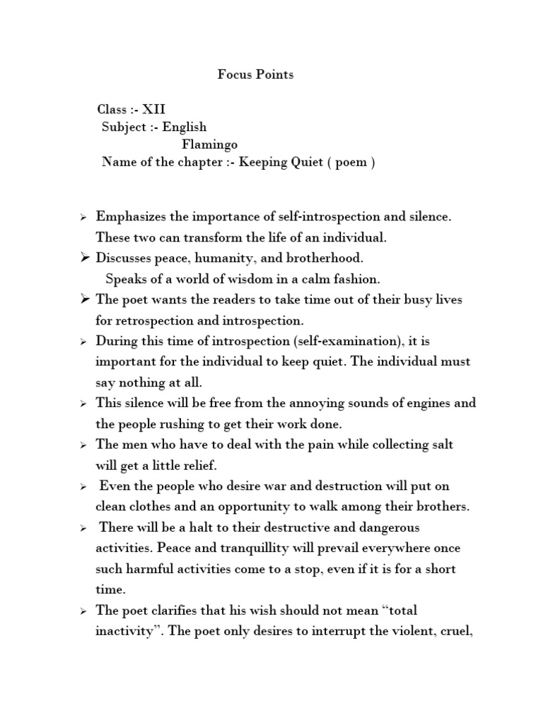 Keeping Quiet Ref | PDF