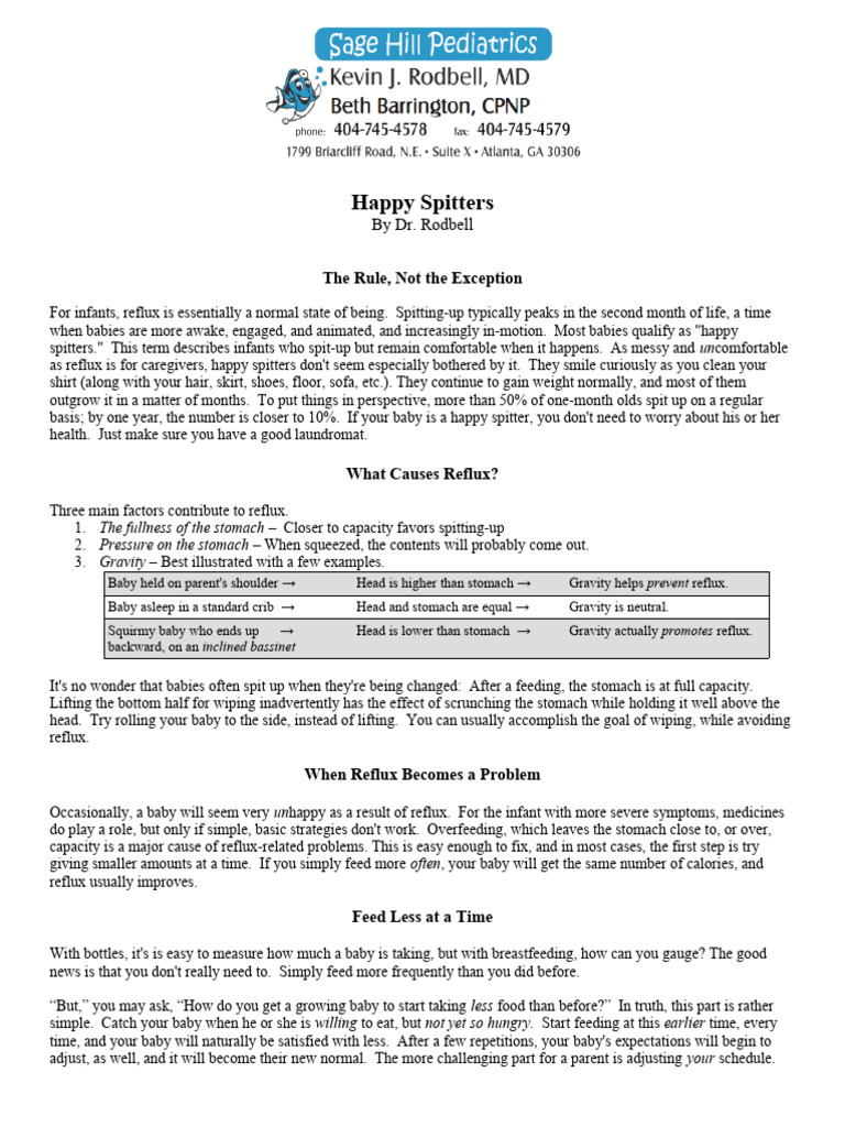 Reflux Happy Spitters by Dr. Rodbell | PDF | Gastroesophageal Reflux ...