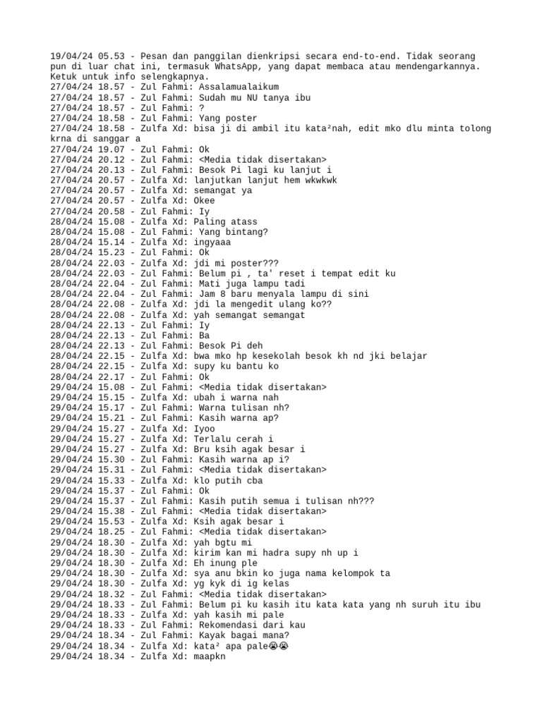 Chat WhatsApp Dengan Zulfa XD | PDF