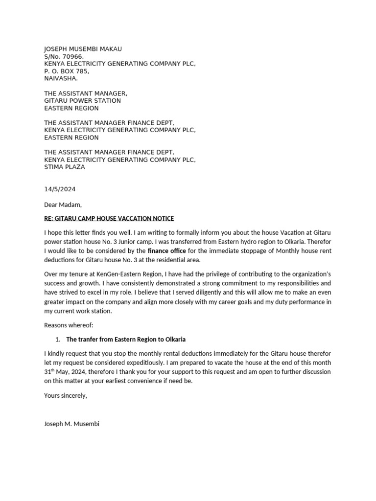 Letter For A House Allocation | PDF