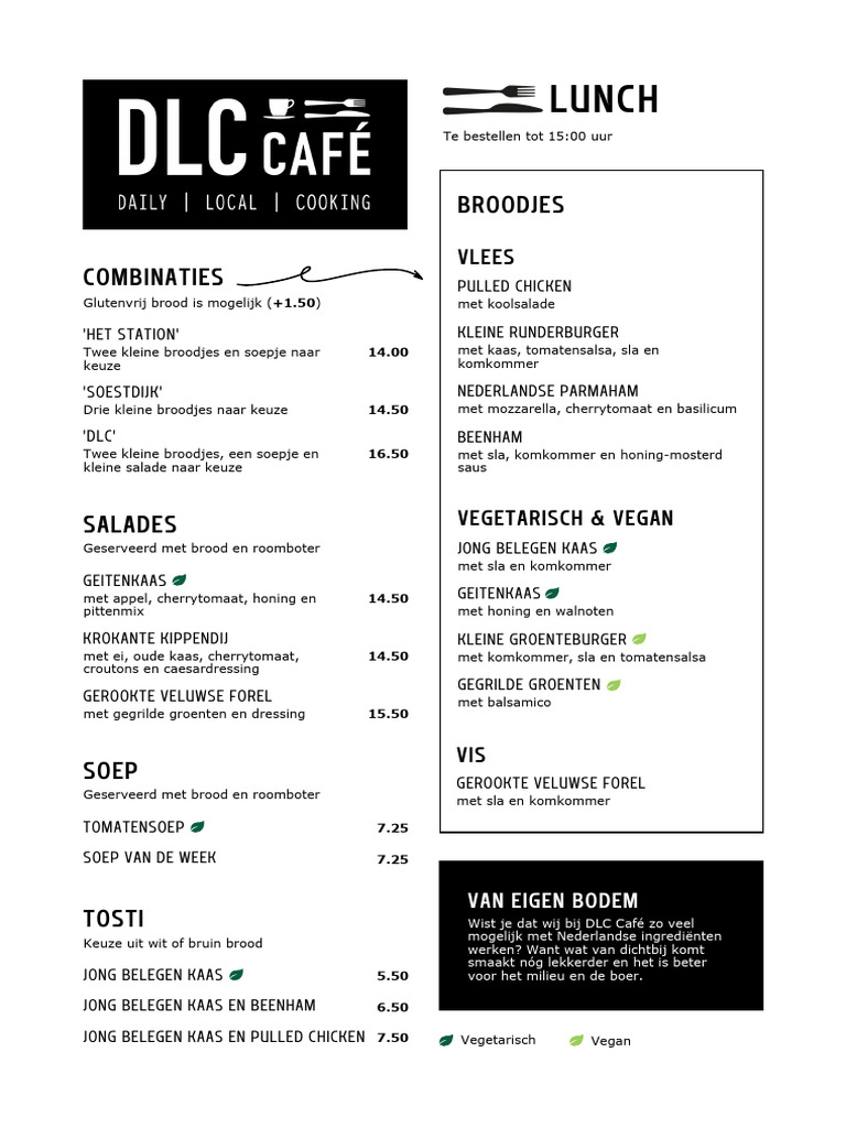 Menukaart DLC Cafe | PDF