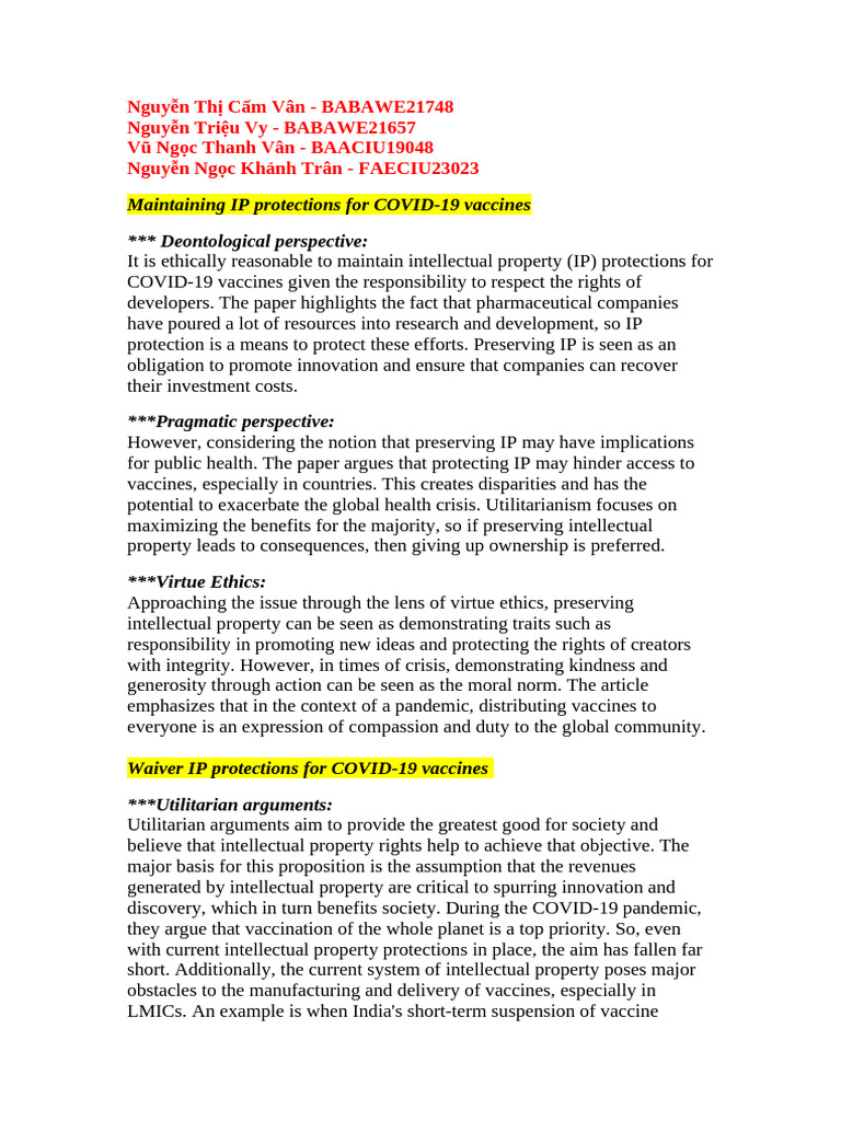 Group Assignment Chapter 1 | PDF | Intellectual Property | Utilitarianism