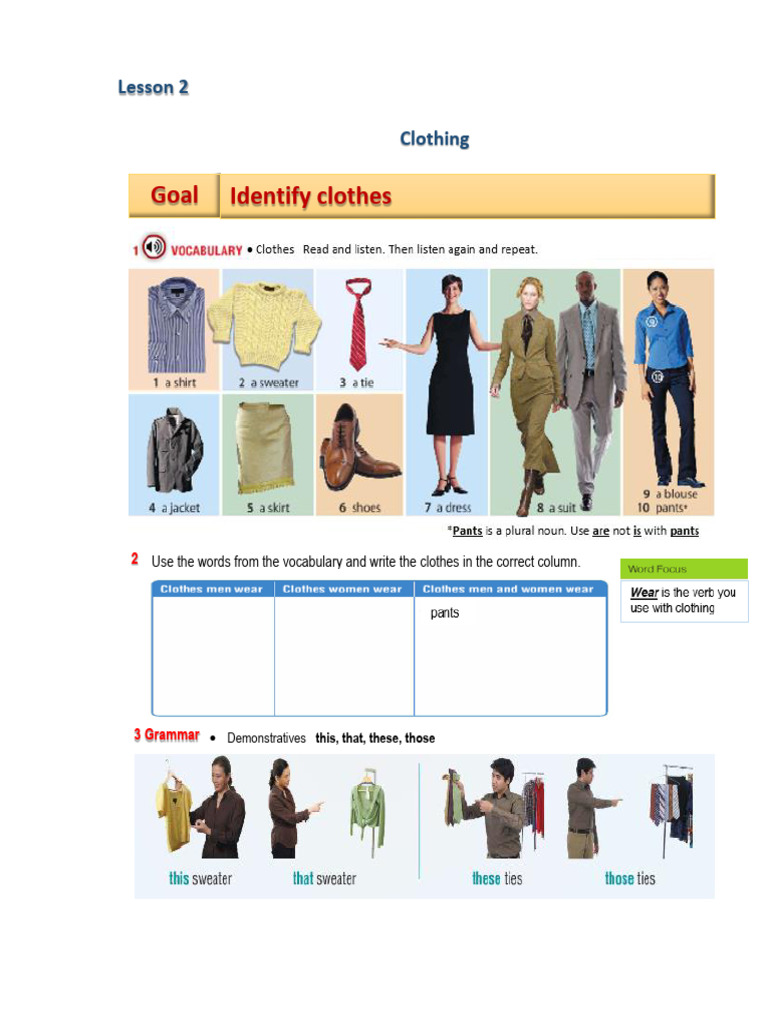 Clothing Grammar Practice | PDF