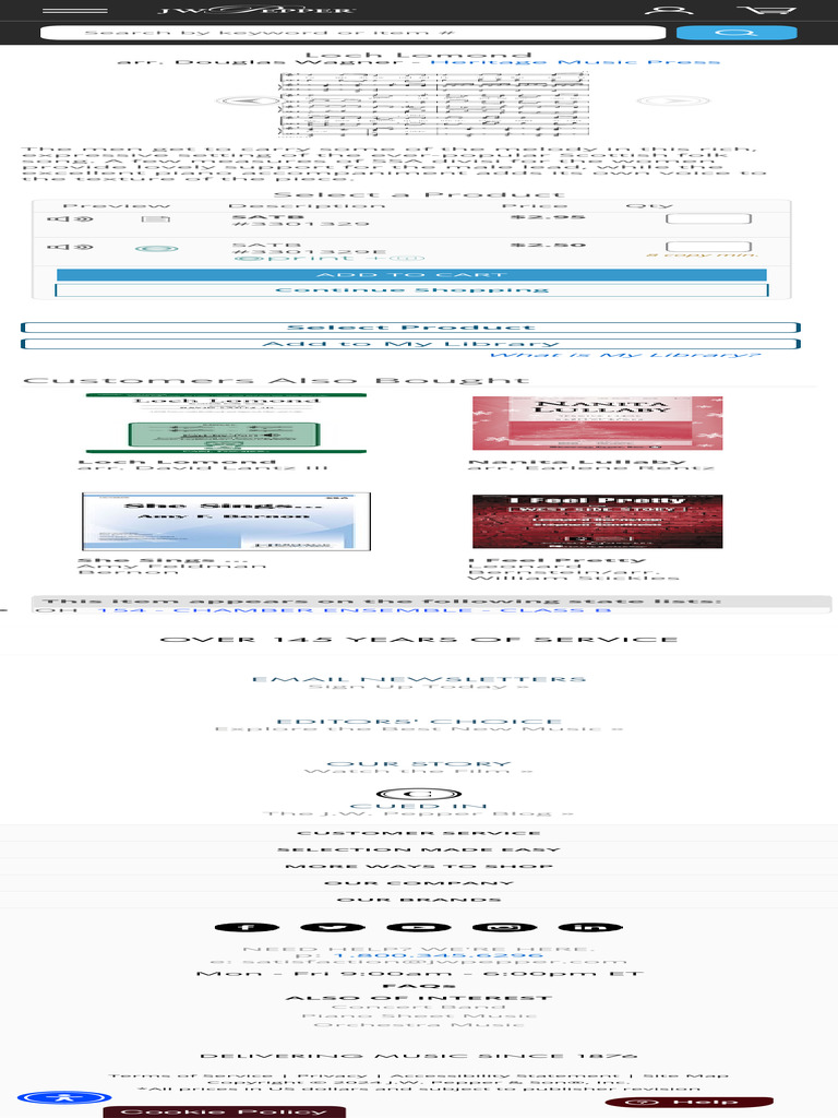 Loch Lomond (SATB ) Arr. Douglas Wagner J.W. Pepper Sheet Music | PDF | Performing Arts