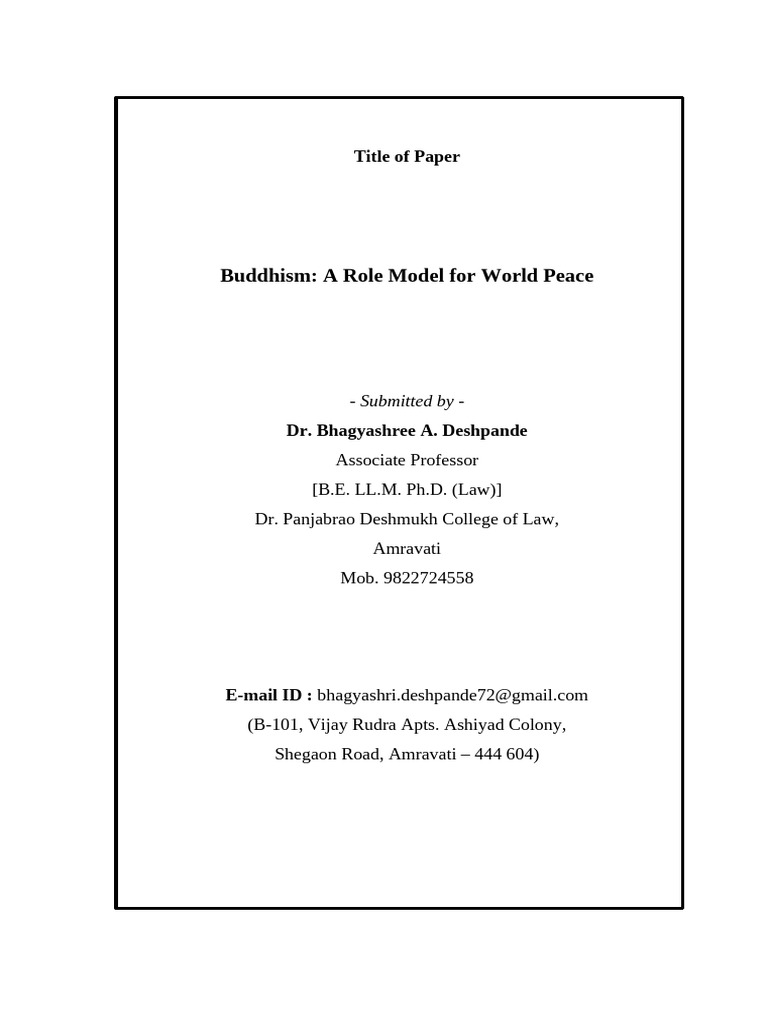 Paper Buddhism a Role Model | PDF