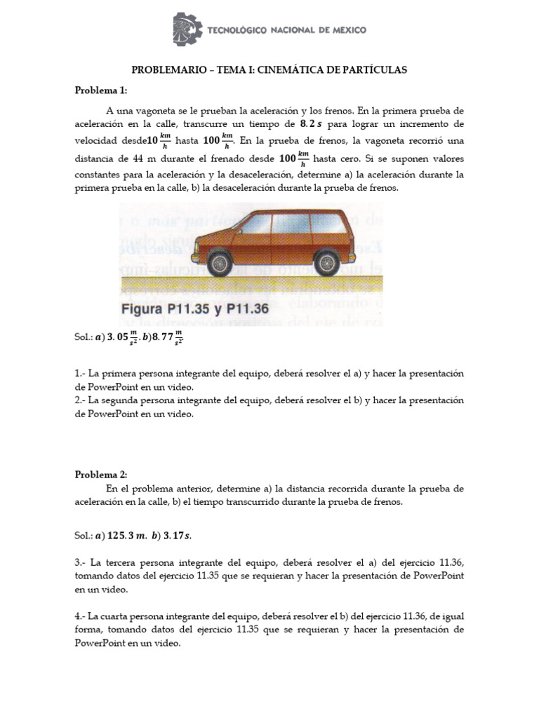 Problemario Tema UNO DIN AD2024 | PDF | Aceleración | Microsoft PowerPoint