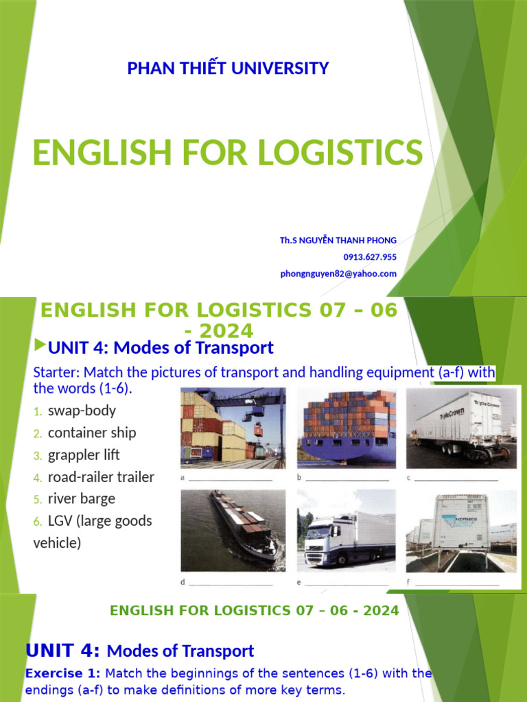 Unit 4 Modes of Transport | PDF | Transport | Intermodal Freight Transport