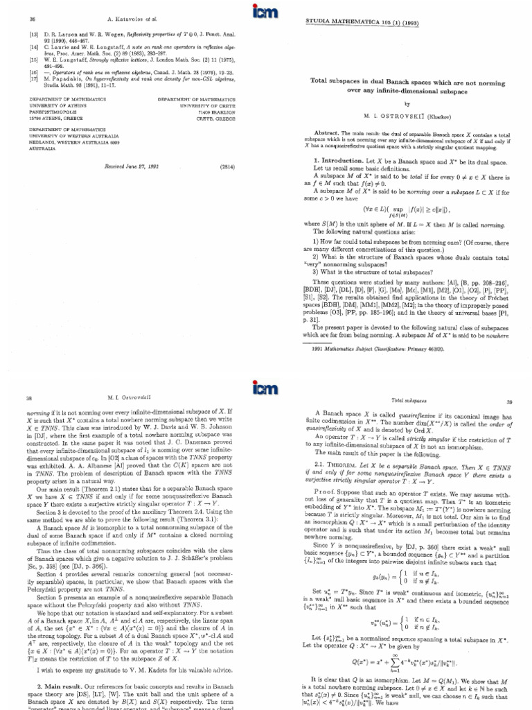 Total Subspaces in Dual Banach Spac | PDF