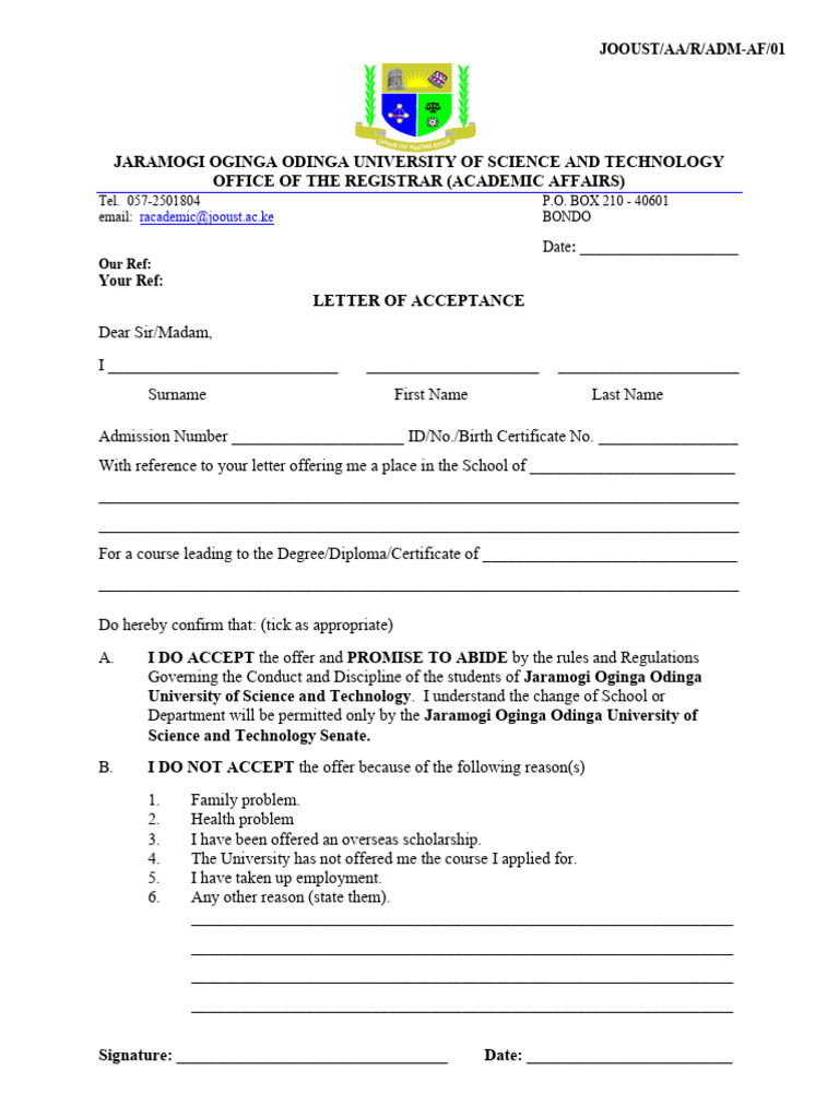 Letter of Acceptance. | PDF