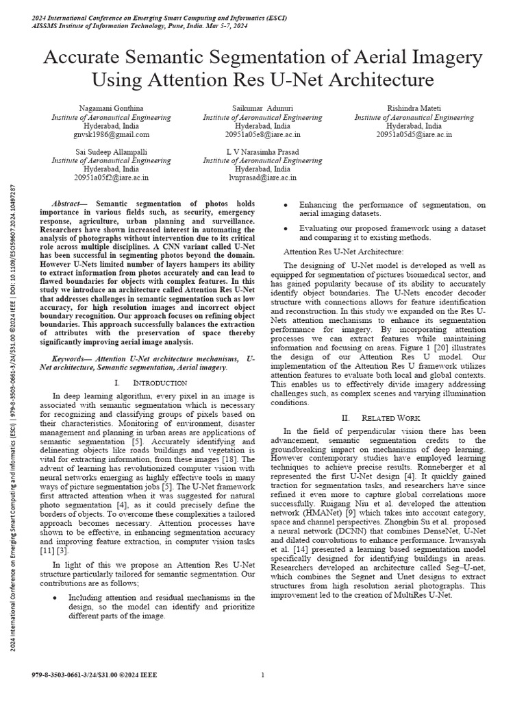 Accurate Semantic Segmentation of Aerial Imagery Using Attention Res U-Net Architecture | PDF ...