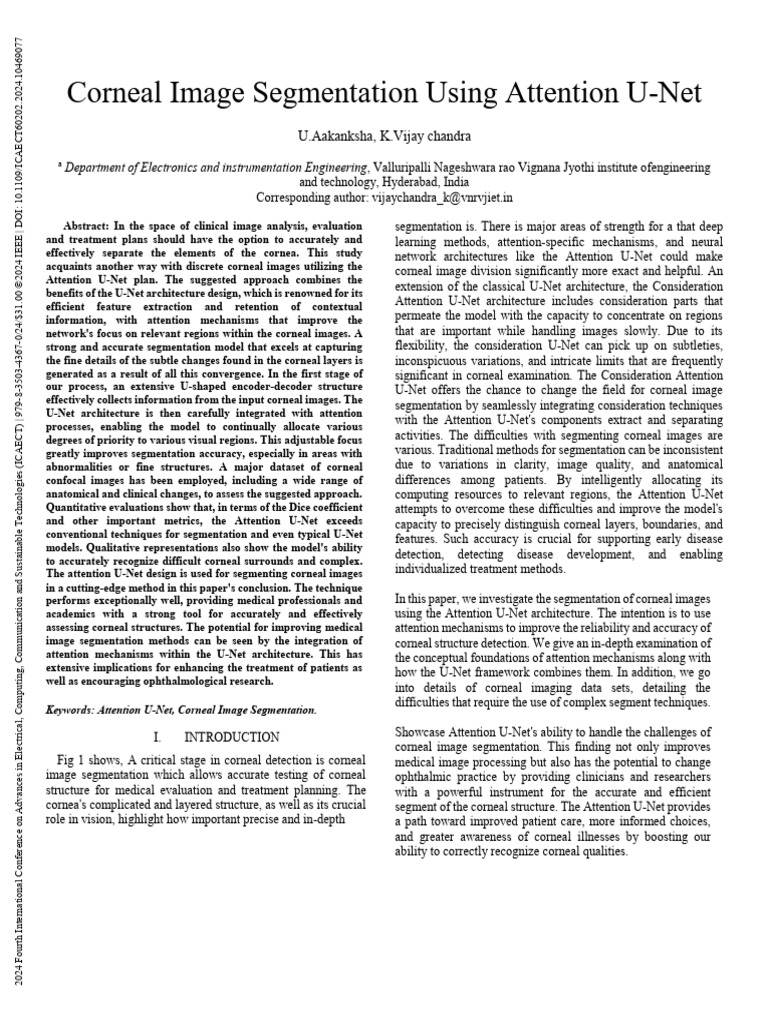 Corneal Image Segmentation Using Attention U-Net | PDF | Image Segmentation | Cornea
