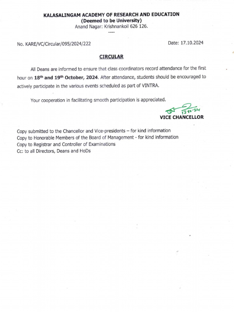 222 - Attendance and Student Participation During VINTRA 2024 | PDF