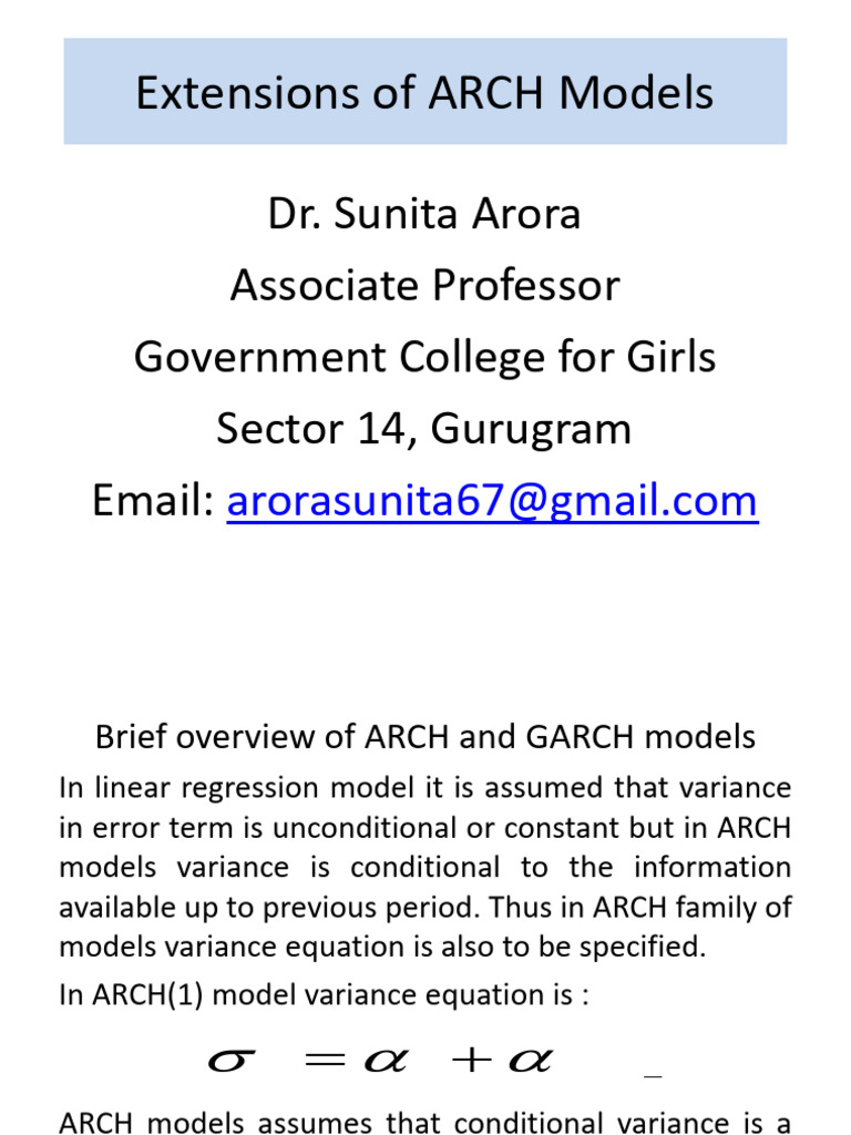 Extensions of ARCH Models DIAS | PDF | Errors And Residuals ...