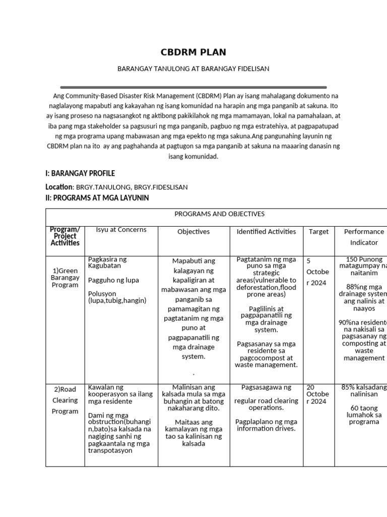 CBDRM PLAN-WPS Office | PDF