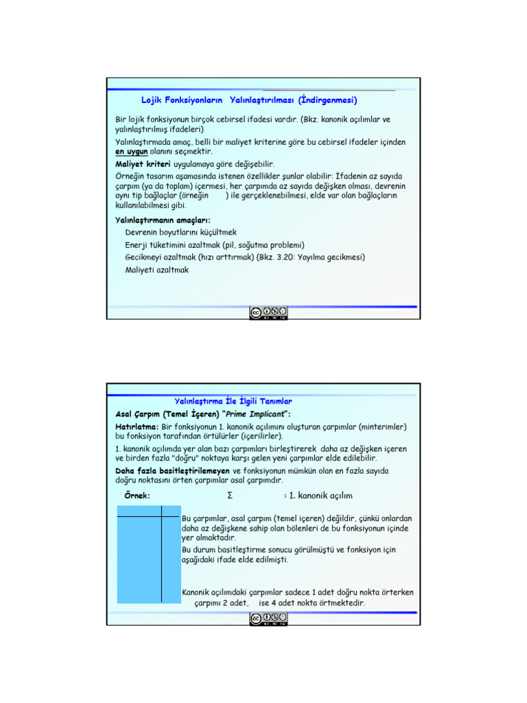 Lojik Fonksiyonların Yalınlaştırılması (İndirgenmesi) : en Uygun Maliyet Kriteri | PDF