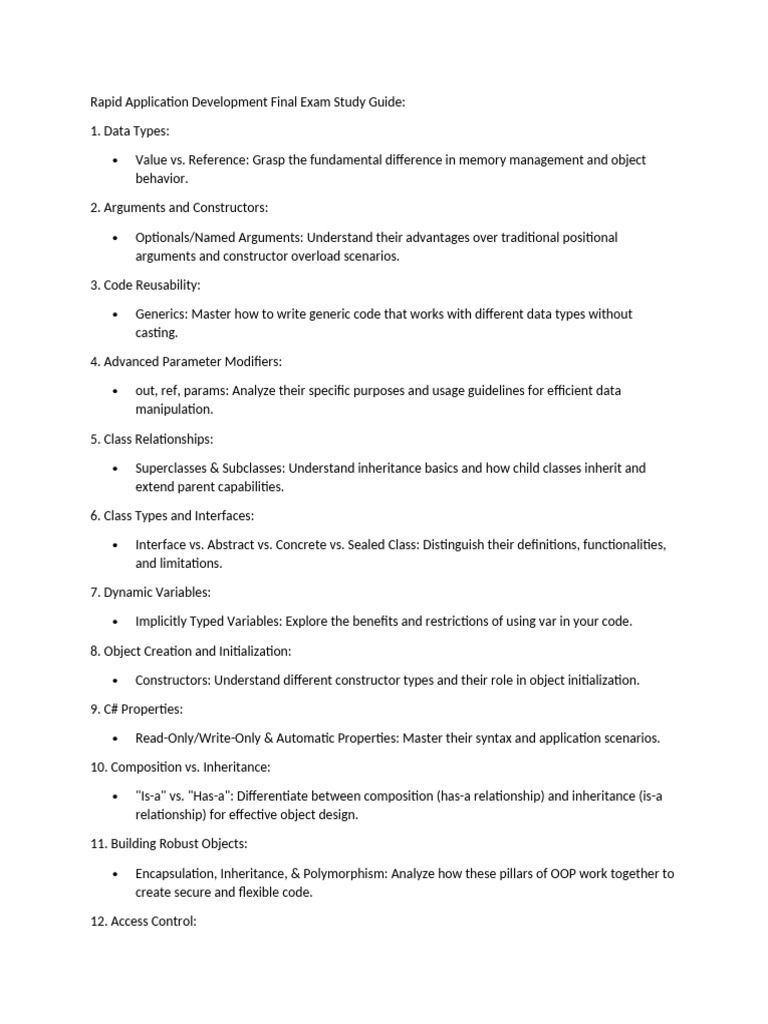 Rapid Application Development Final Exam Study Guide | PDF ...