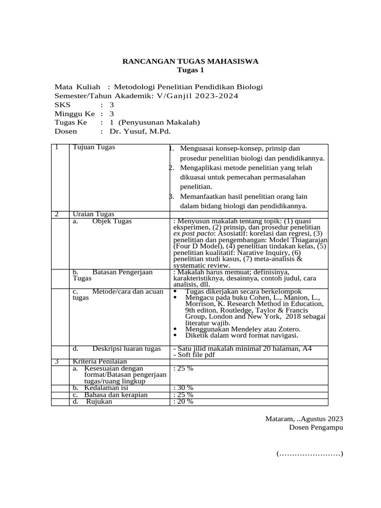 Rancangan Tugas Mahasiswa | PDF | Seni