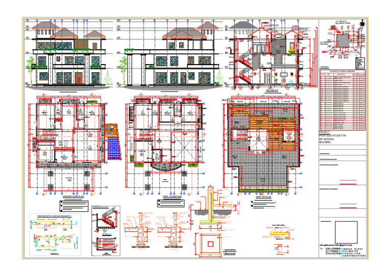 Front Elevation Side Elevation Section X-X: Schedule of Doors & Windows | PDF | Structural ...