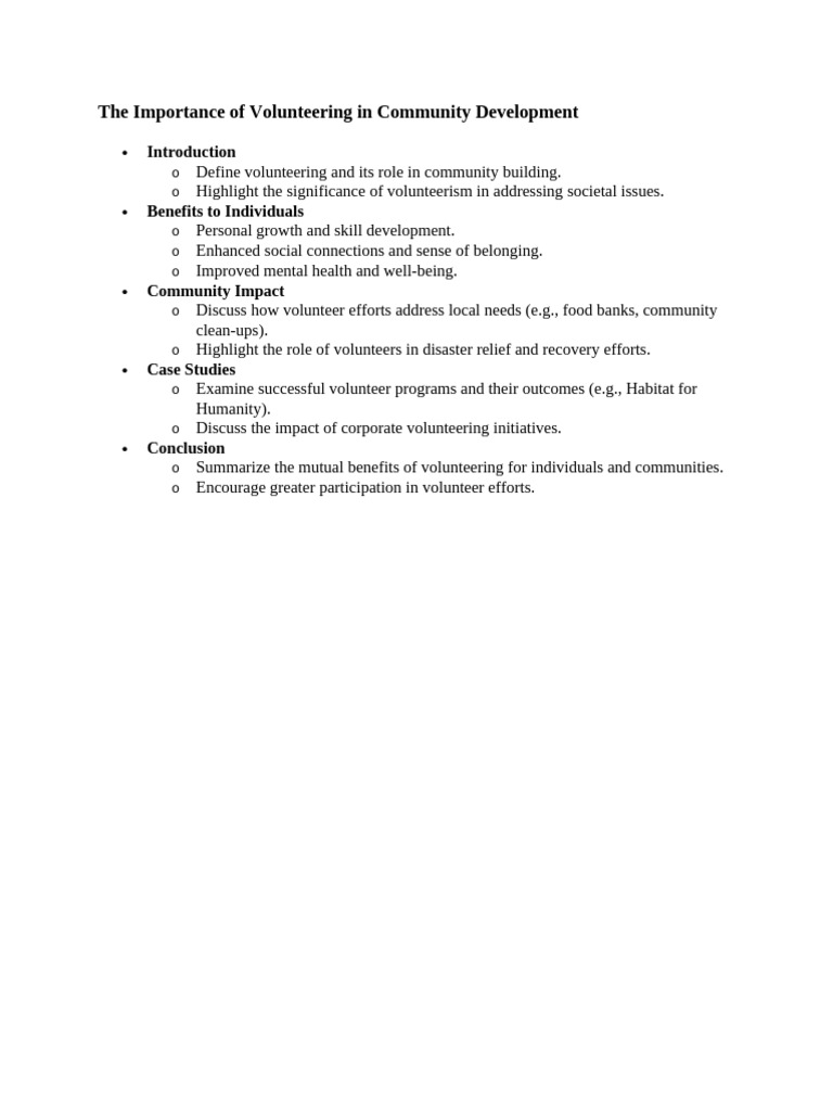 The Importance of Volunteering in Community Development | PDF