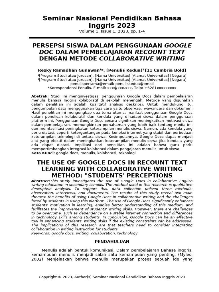Penggunaan Google Doc Dalam Pembelajaran Recount Text Dengan Metode ...