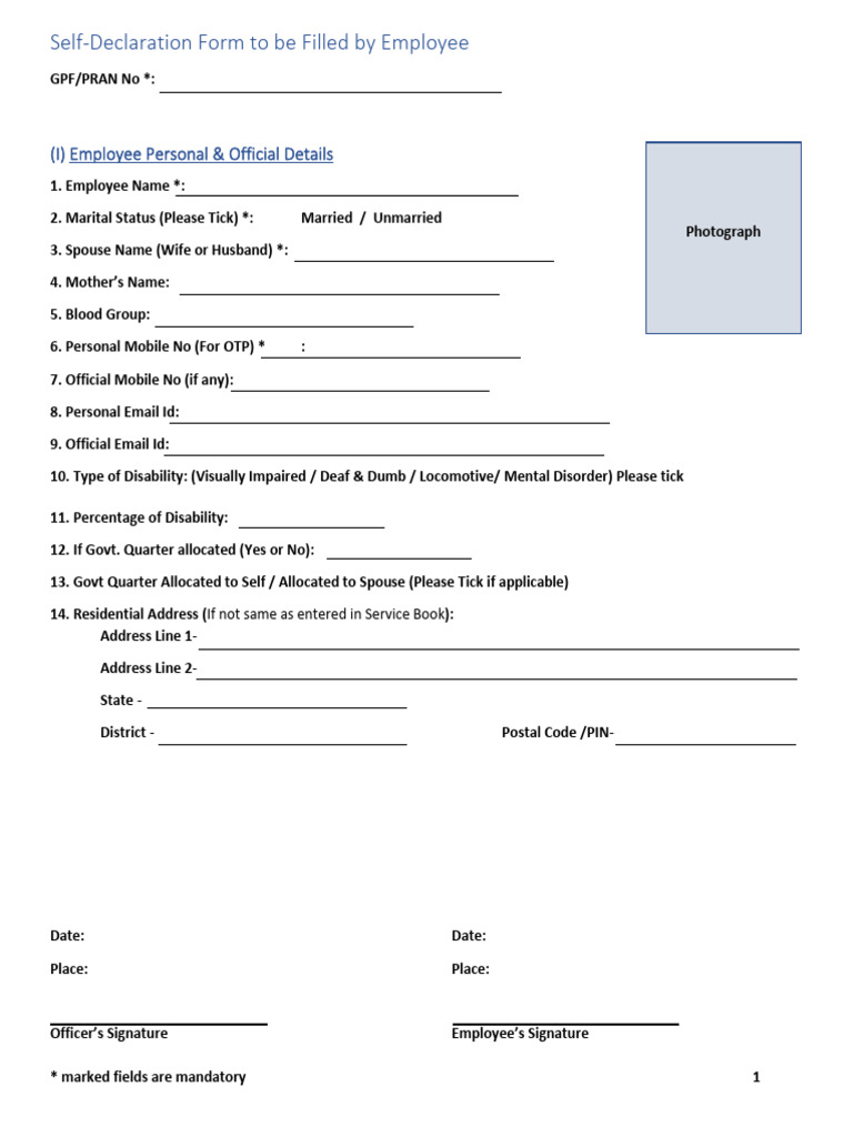 Self-declaration form_v0.5 | PDF | Disability