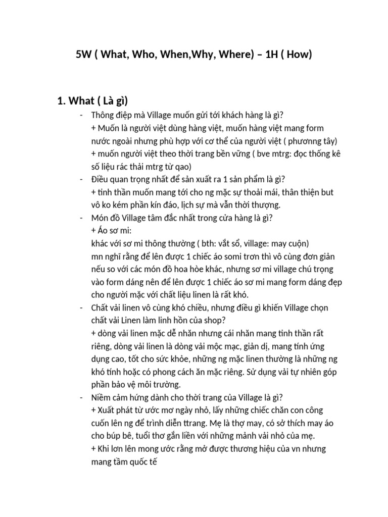5W- 1H | PDF