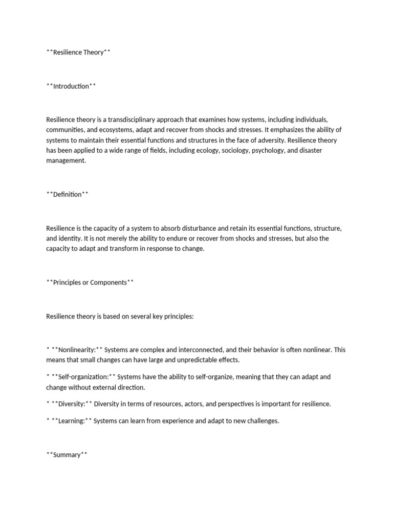 Resilience Theo-WPS Office | PDF | Ecological Resilience | Sustainability