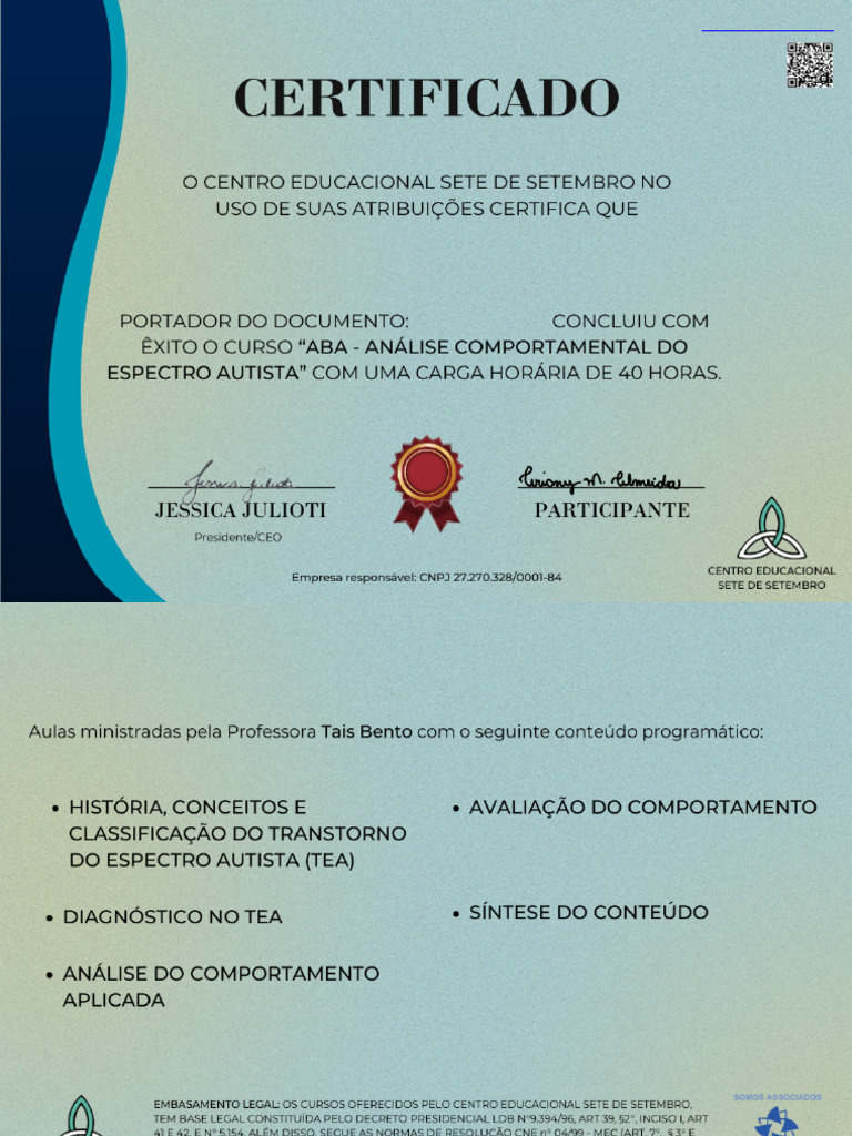 Certificado Curso de TEA | PDF