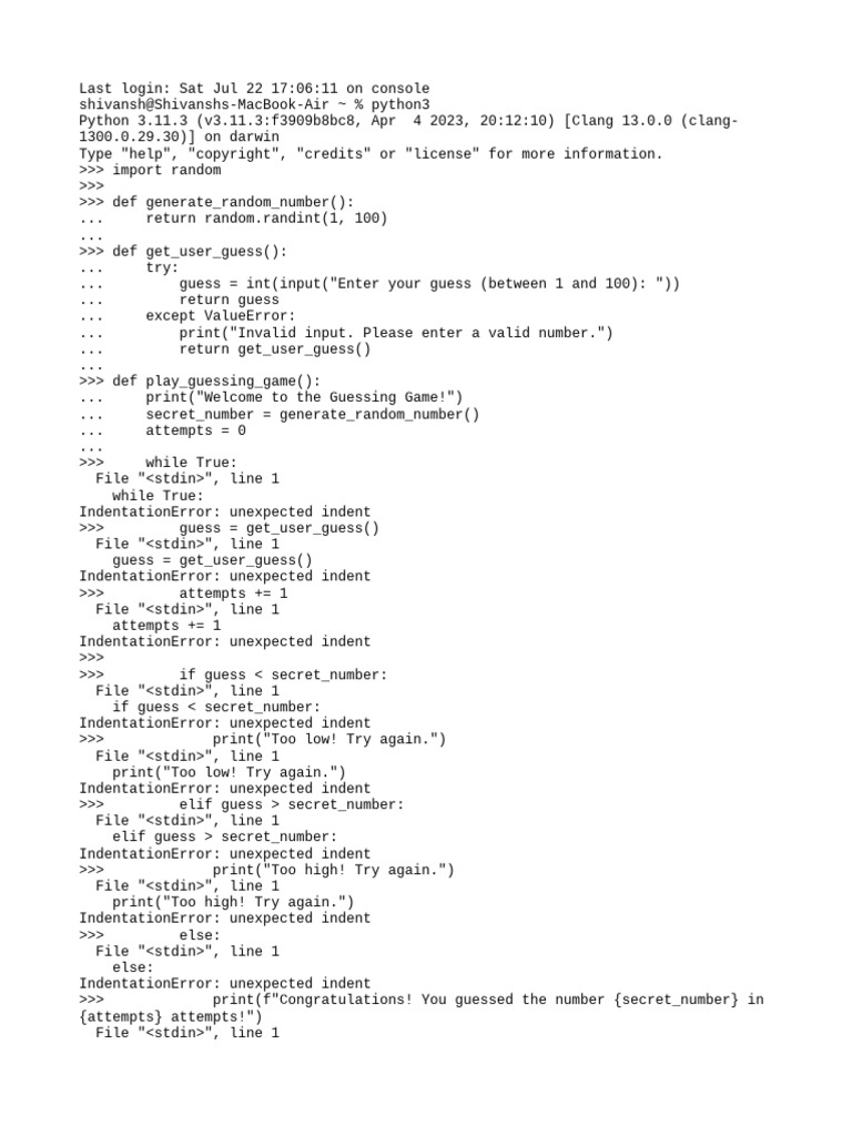 Guessing Game - Py | PDF | Computers