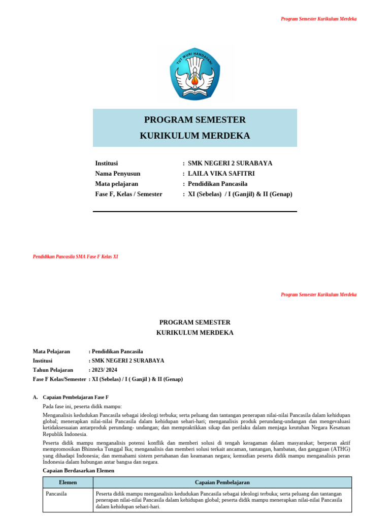 Prosem Kurikulum Merdeka | PDF | Kajian Bahasa Asing