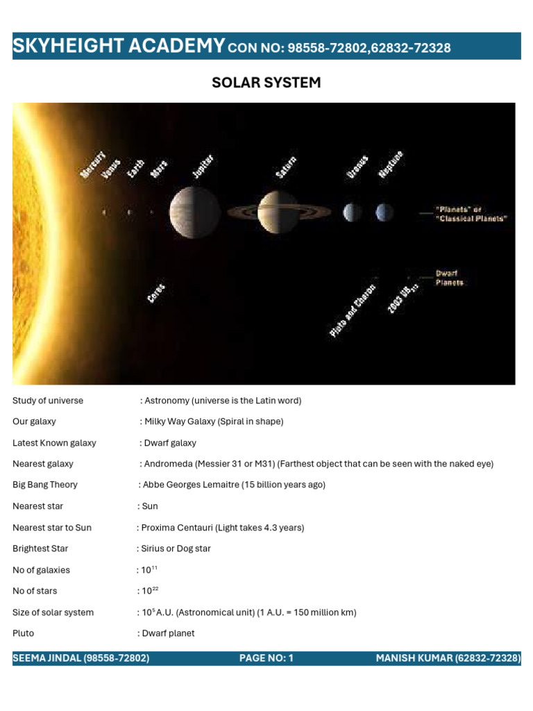 Solar System Overview and Key Facts | PDF | Planets | Eclipse