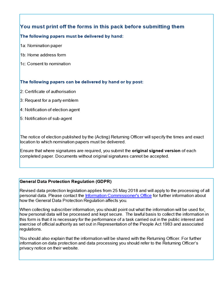Nomination Paper Packs Parliamentary Live Election (Candidate Screen ...