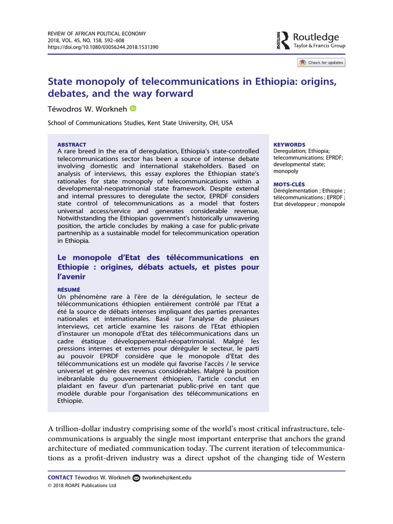 Ethiopia's Telecom State Monopoly Debate | PDF | Ethiopia | Economies