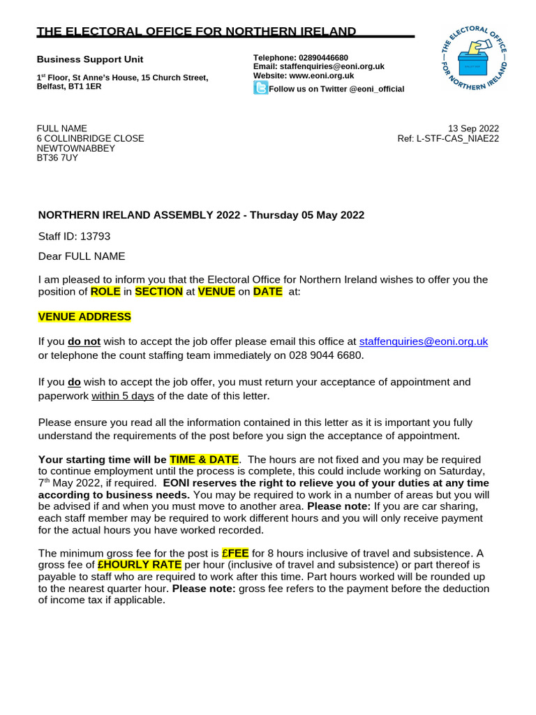 Count Assistant Letter - Count Staff Appointment Letter | PDF ...