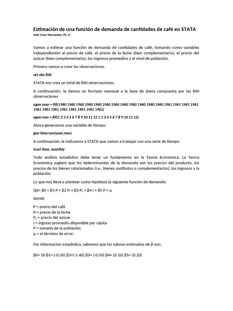 Demanda de Café en STATA | PDF