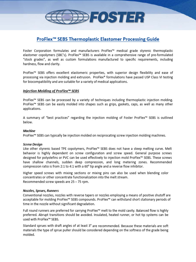ProFlex™ SEBS Processing Guide 2016 | PDF | Extrusion | Materials