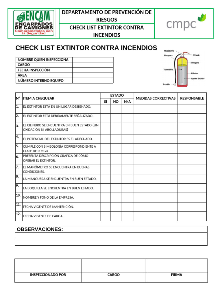 Check List Extintor Contra Incendio | PDF