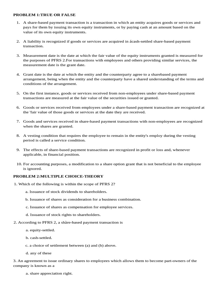 Share-Based Payments Part 1 Problem Solving | PDF | Option (Finance) | Equity (Finance)